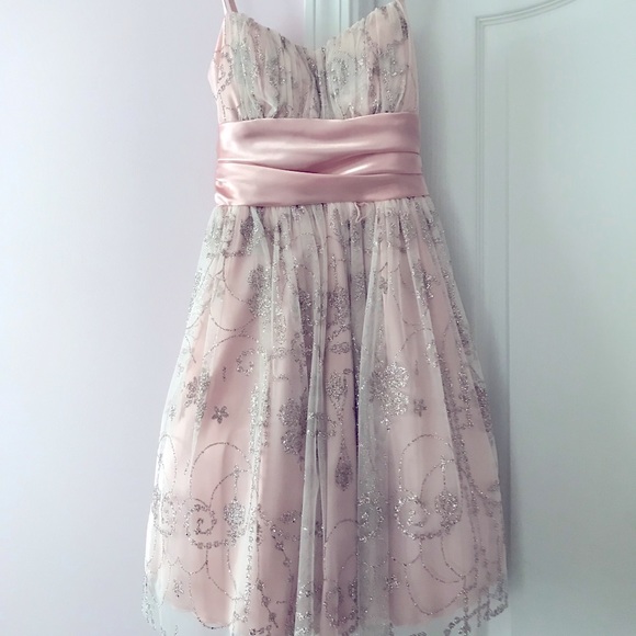 Deb | Dresses | New 2k Rose Goldblush Glitter Pattern Sleeveless Prom ...
